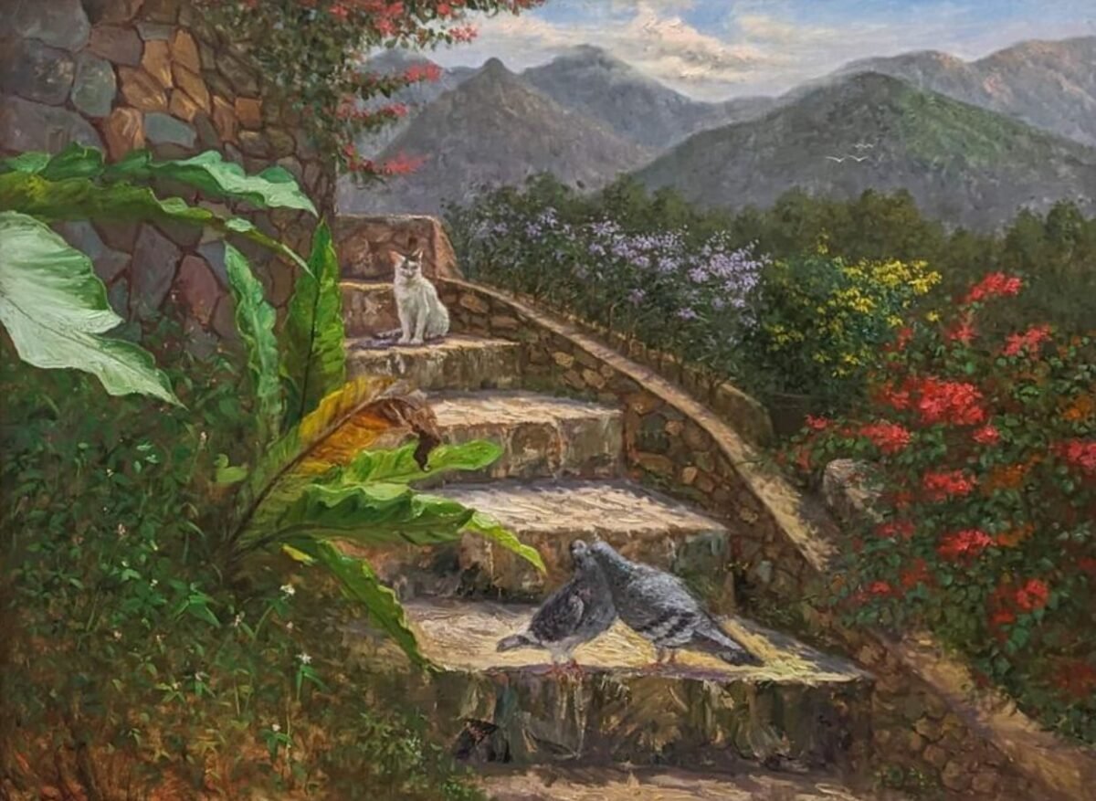 Harmony on Stone Steps by Henry Ordoña - Art Circle Gallery