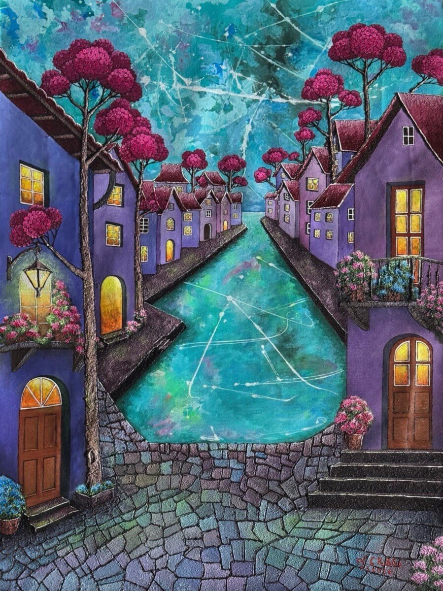 Symphony in Purple and Teal by Leo Robles - Art Circle Gallery